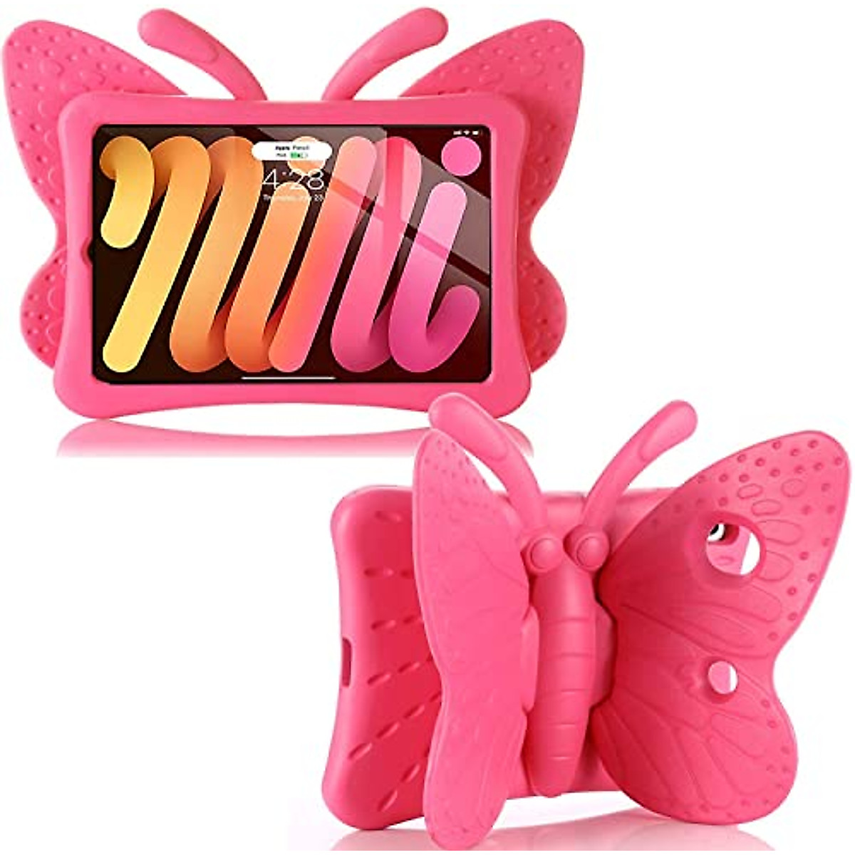 iPad Mini 6 Case - iPad Mini 6th Generation Case for Kids, 3D Cartoon Butterfly Non-Toxic EVA Light Weight Proof Shockproof Case with Kickstand for iPad Mini 6th Gen 8.3 inch 2021 Case for Boys (Rose)