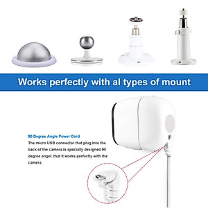 JESSPOW 2Pack 10 Feet Power Cable for Arlo Pro and Arlo Pro 2, Weatherproof Outdoor Charging Cord with Quick Charge 3.0 Power Adapter, Compatible Arlo Go, Arlo Security Light (White)