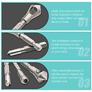 DOITOOL 3pcs Kit Slot Countersink Bit Deburring Tools Cutters Carpentry Wood Practical Chamfer Bits Steel Chamfering for Heads Tool Hole Metal Precision Opener Single-end Drill
