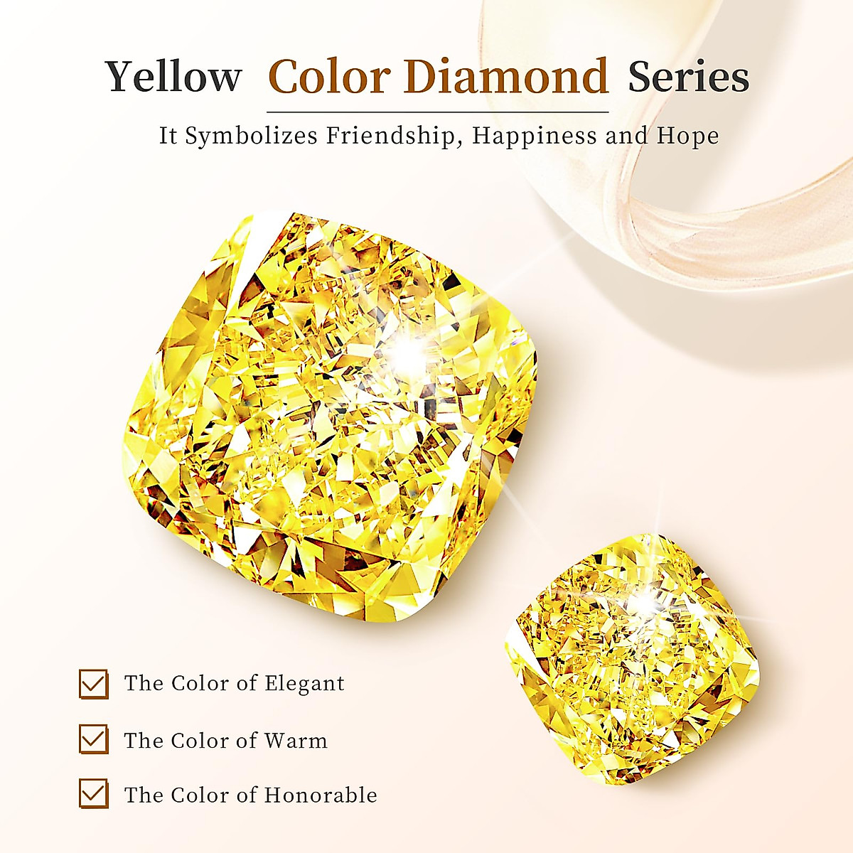 Sterling Silver Dangle Earrings for Women Hypoallergenic Earring Jewelry Yellow Cubic Zirconia Diamond Anniversary Birthday Valentine's Day Gifts for Her Wife Girlfriend Mom