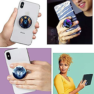 (3 Pack) Cell Phone Holder Galaxy Wolf Watercolor Expanding Grip Stand Finger Kickstand for Smartphone and Tablets