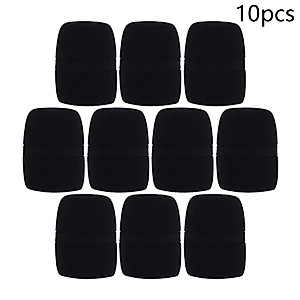 Fielect 10Pcs Microphone Covers Foam Mic Covers Thick Handheld Stage Microphone Windscreen Foam Cover Black for KTV, Dance Ball, Conference Room, News Interviews