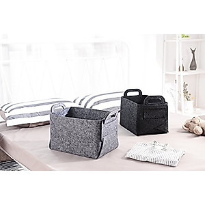 Storage Basket Felt Storage Bin Collapsible & Convenient Box Organizer with Carry Handles for Office Bedroom Closet Babies Nursery Toys DVD Laundry Organizing