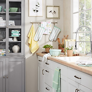 MARTHA STEWART Amber Floral Kitchen Towel Set 4-Pack, Pink/Yellow, 16"x28"