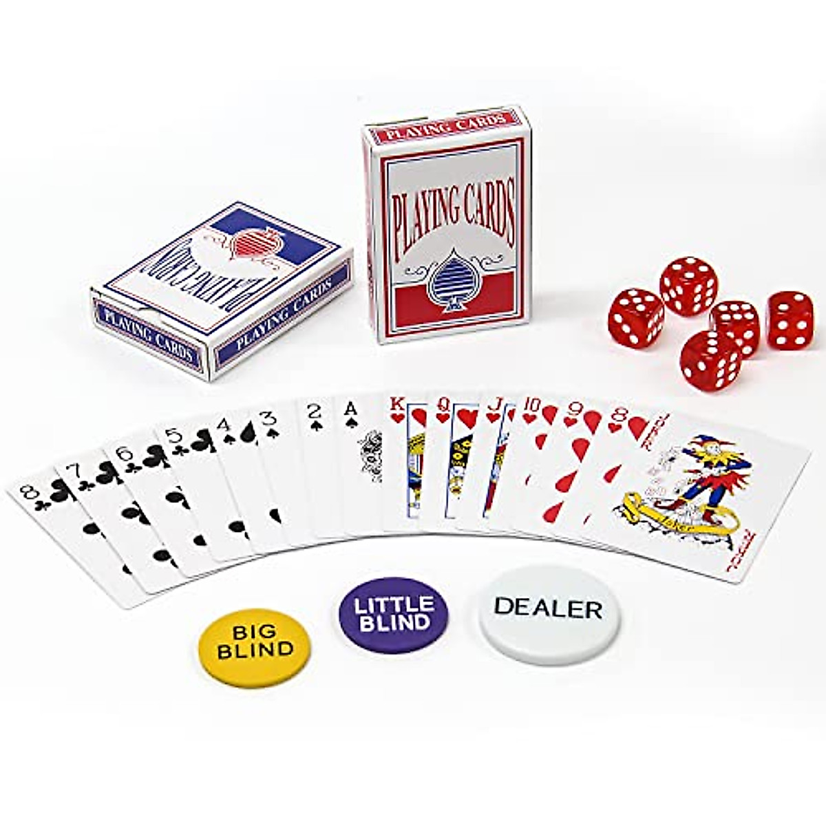 GRANDMA SHARK 500 Piece Poker Chips Set with Aluminum Case, Casino Chips for Blackjack Gambling 2 Decks of Cards, Dealer, Small Blind, Big Blind Buttons and 5 Dice, Texas Holdem Poker Sets with Case