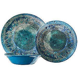 Certified International Radiance Teal Melamine 12 pc Dinnerware Set