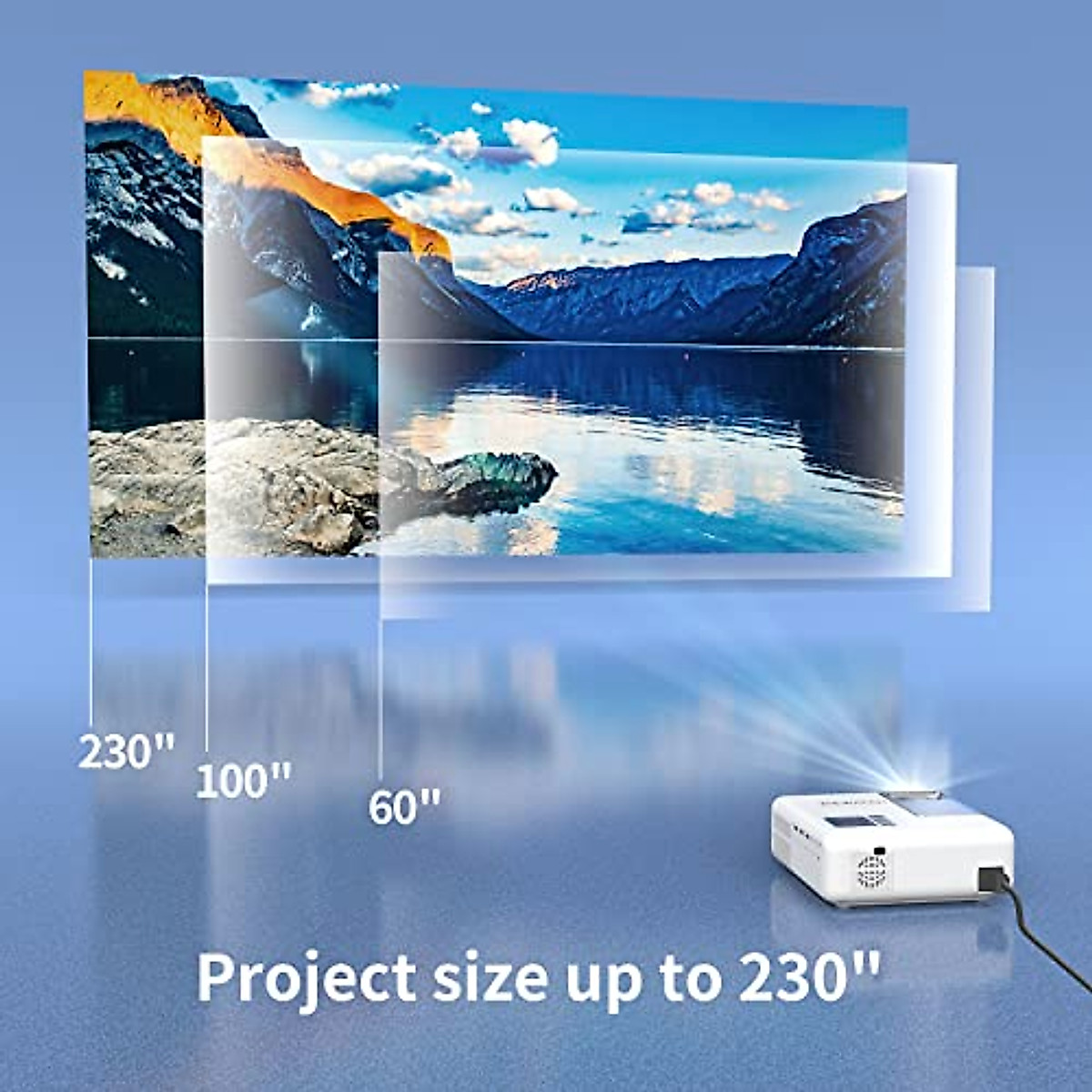 WEWATCH 4K FullHD WiFi6 Projector - with PCF1 Web Camera V53Pro 4K Support 280 ANSI Lumens Native 1080P 230" Project Size Portable Outdoor Projectors, Bluetooth Movies Video Projector