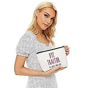 Blue Leaves Farewell Gifts for Coworkers Women, Coworker Leaving Gifts, Going Away Gifts for Coworkers, Friends, Boss, Coworker Goodbye Gift, Funny Farewell Makeup Bag - Bye Traitor, Retirement Gifts