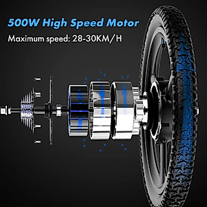 eECO-FLYING Electric Bikes for Adults,29inch Fat Tire electric mountain bicycle,500w 48v hidden in The frame Removable Battery E Bike (Black+Yellow logo)