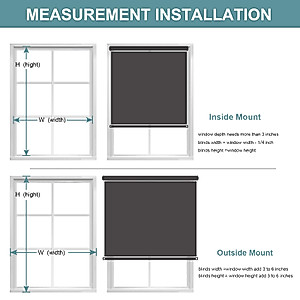 MYshade Custom Roller Window Shades Blackout, Roller Shades for Windows Corded, Sun Blocking Privacy Protection Fabric Roller Blinds for Home or Office Easy to Install