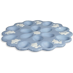 Platter Dish Storage Holder Holds 14 Eggs - by Home Essentials & Beyond (Blue)