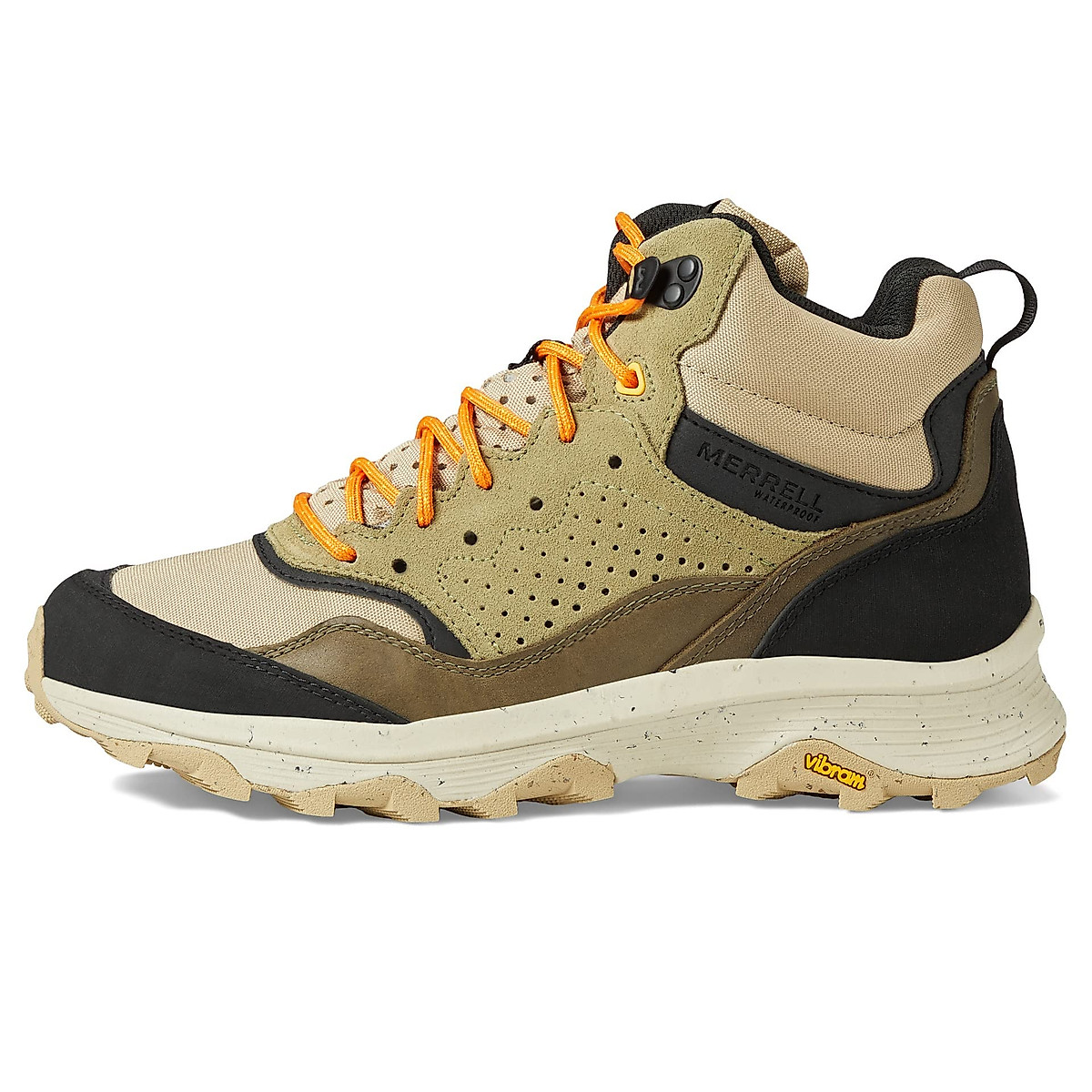 Merrell® Speed Solo Mid Waterproof Hiking Boots for Men – FloatPro™ Foam Midsole – Removable PU Footbed Clay/Olive 9 M