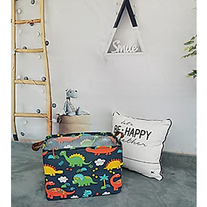 LEELI Laundry Hamper with Handles Collapsible Canvas Laundry Basket,Waterproof Storage Basket Home Organizer for Nursery,Clothes,Toys,Baby Hamper