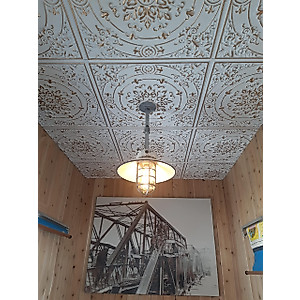 TD18 Arctic Sun Faux Tin Glue up, Drop in Ceiling Tile , Pack of 10 2'X2' Tiles. Covers 40 sq.ft. Easy to Install, Great for DIY Projects, Ideal for Restaurants, Beauty Salons Ceilings