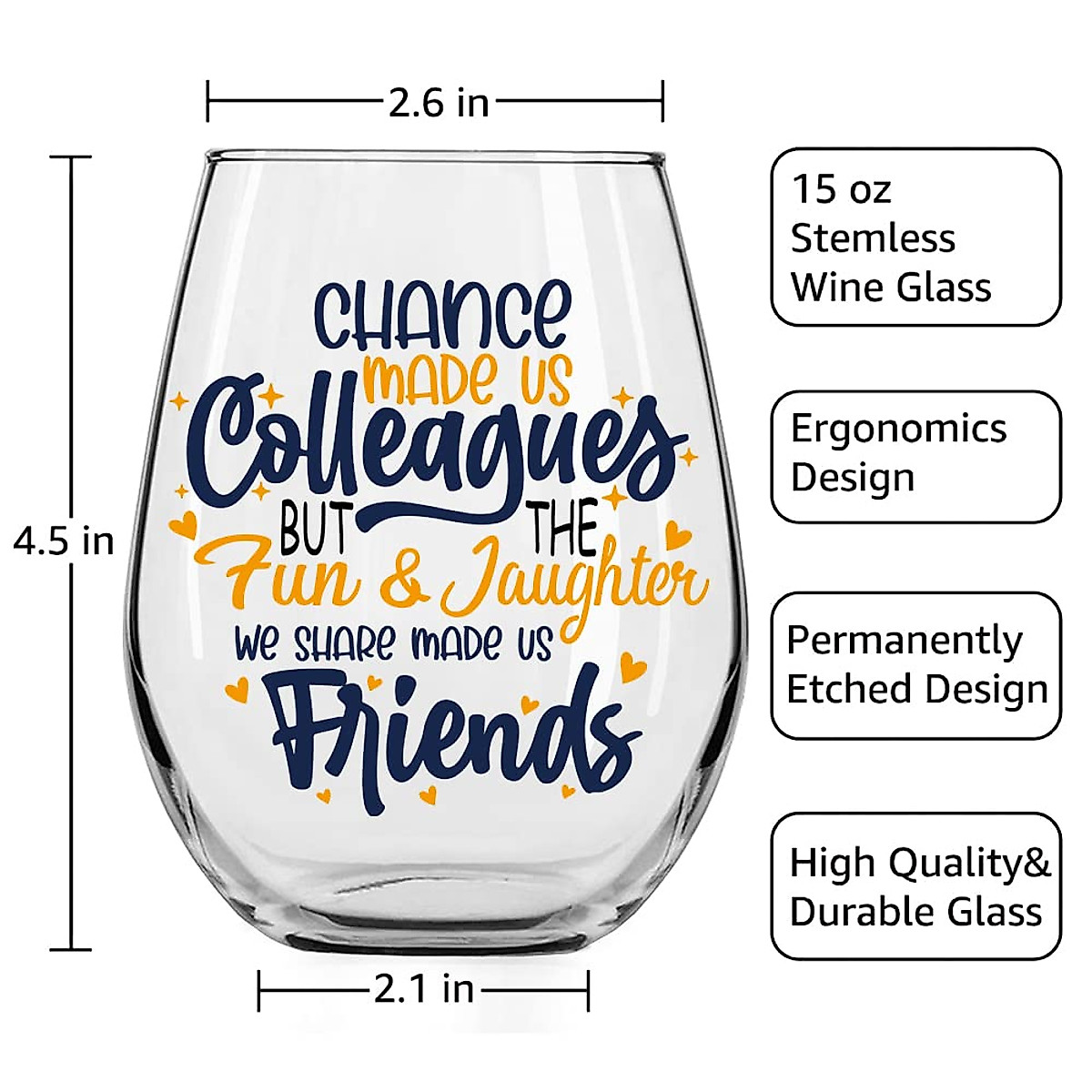 DYJYBMY Chance Made Us Colleagues Wine Glass, Coworker Gifts for Women Coworkers, Leaving Gifts, Friendship Gifts, Birthday Retirement Gifts, Christmas Gifts for Coworkers