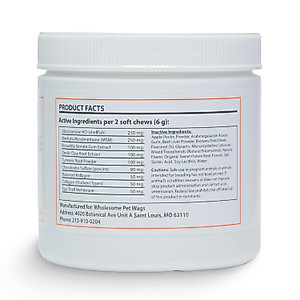 Wholesome Pet Wags Canine Hip & Joint Soft Chews | Supplement for Dogs, Glucosamine, Collagen, Chondroitin, Turmeric Supplements, Dog Joint Health Support | 60 Chews (180g, 6.35 oz.)