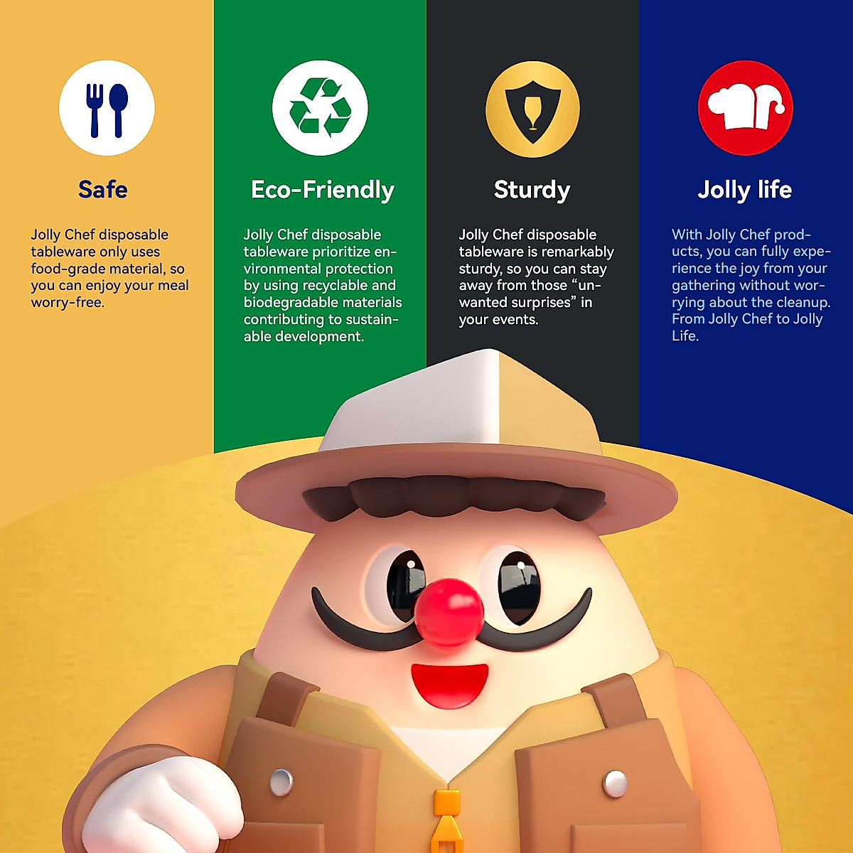 JOLLY CHEF Compostable Heavy Duty Plates 9 Inch [125 Pack] Eco-Friendly Disposable Natural Paper Plates Bagasse Biodegradable Bulk for Party Dinner Sugarcane Fibers Round 125 Count(White)