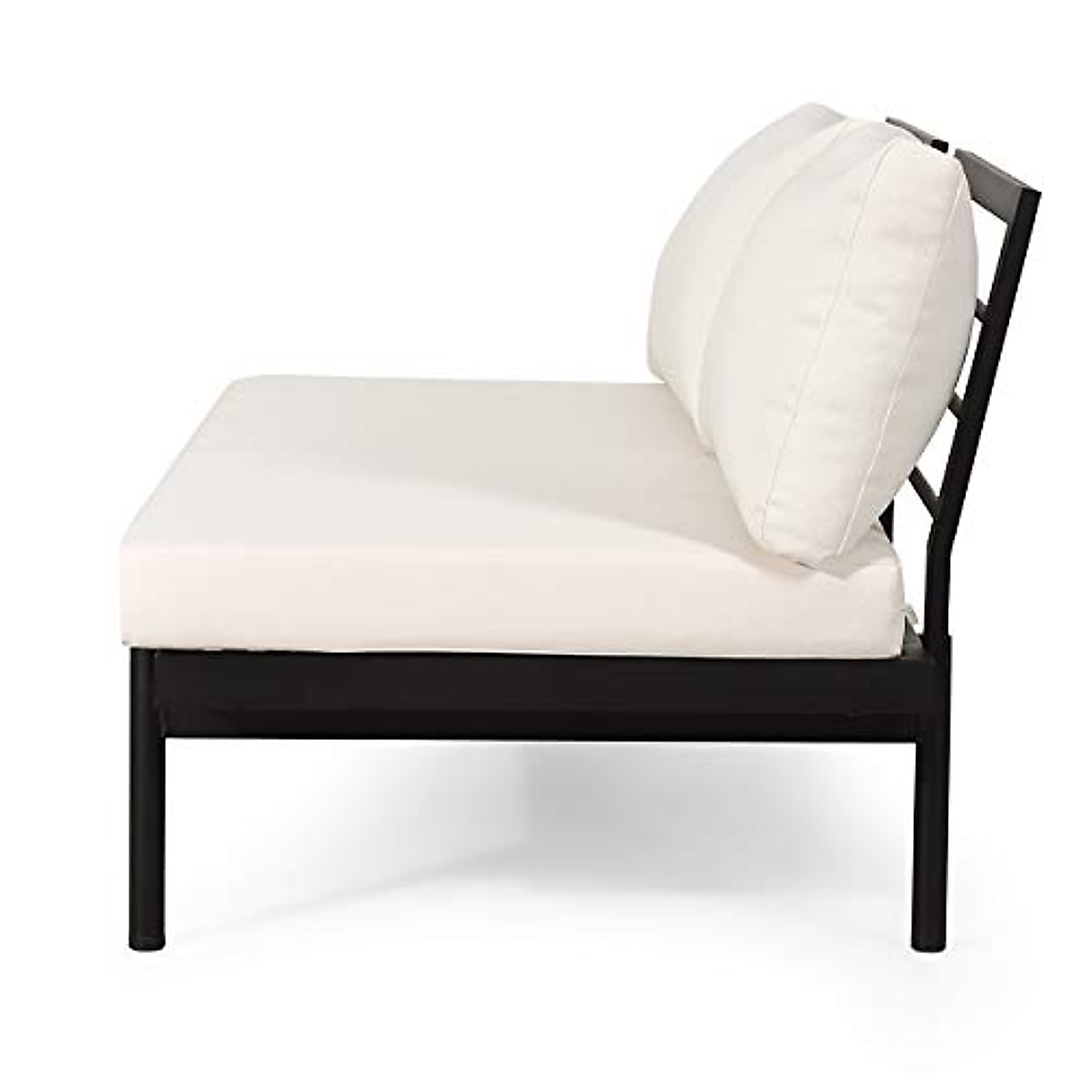 Christopher Knight Home Theo Outdoor Conversation Sets, Cream + Black Metal + Teak