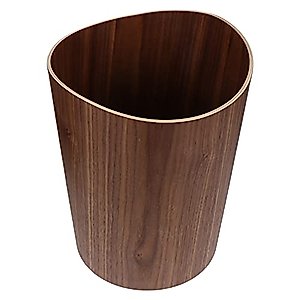 Cabilock Bamboo Wooden Wastebasket Trash Can Vintage Retro Wood Garbage Bin Container Farmhouse Style Trash Can for Home Office
