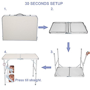 Aluminum Alloy Folding Table,Multipurpose Portable Aluminum Alloy Folding Table (90 x 60 x 70cm)