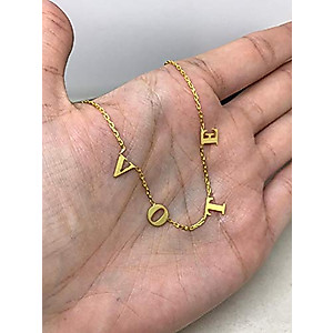 Michelle Obama Vote Initial Necklace Name Necklace Personalized Spaced Letter Necklace Former First Lady Necklaces for Women