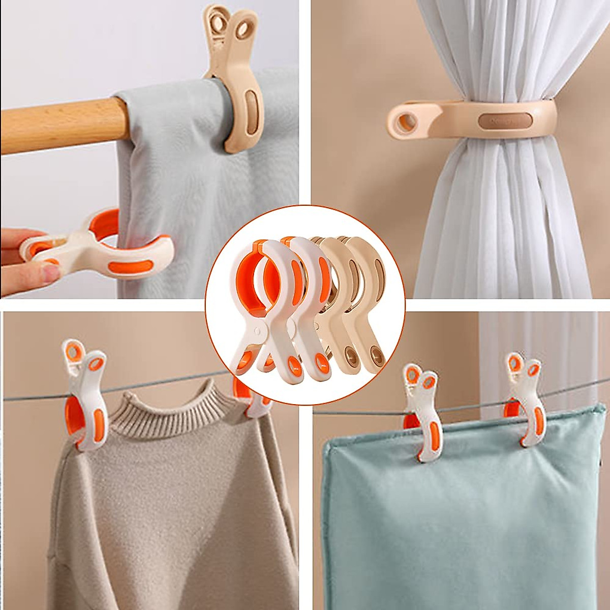 Beach Towel Clip,Lawdiey 6 PCS Silicone Plastic Clips for Beach Chairs Cruise Chair Heavy Laundry Clothespins Windproof Clamps Beach Blankets Clothes with 1 PCS Laundry Bag