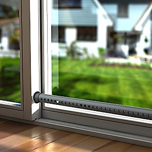 CONQULITY Sliding Glass Door Security Bar, Adjustable Sliding Door Security Bar - Extends from 27 inch to 43 inch (Black)