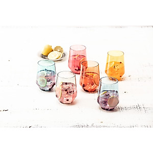 Fortessa Sole Copolyester Outdoor Drinkware, Stemless Wine Glass, Aqua Sky Blue Green