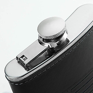 YWQ Stainless Steel American Flag Flask, Soft Touch Cover Liquor Flasks 8oz | Leak Proof Black PU Leather Heavy Duty Hip Set, Includes Funnel