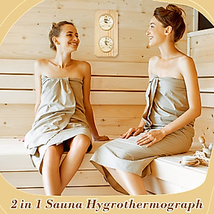 Dunzy Wooden Sauna Thermometer and Hygrometer 2 in 1 Humidity Temperature Measurement Wood Sauna Room Thermometer Indoor Thermometer and Humidity Gauge for Indoor Outdoor Home Family Hotel Sauna Room