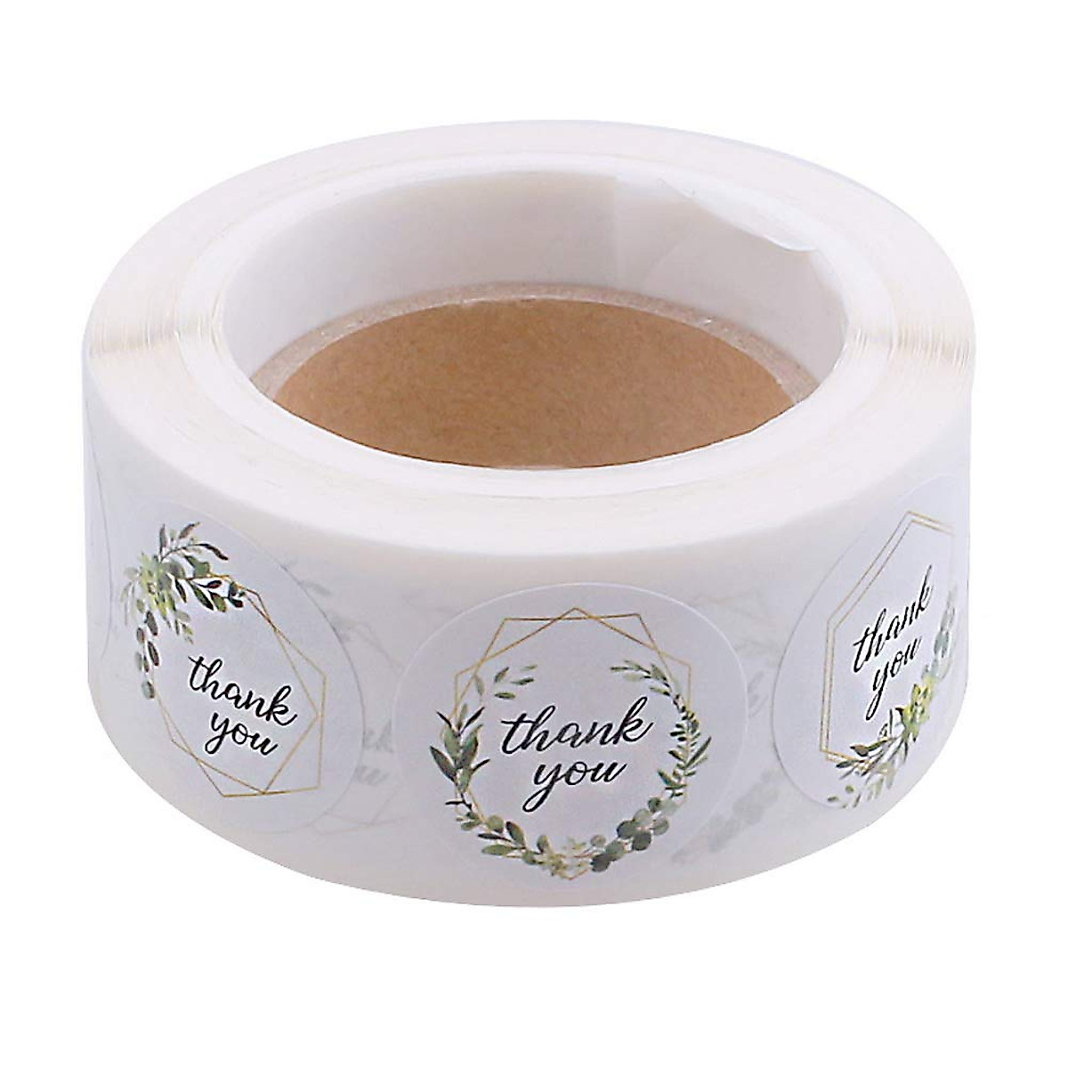 500pcs Thank You Stickers,1" Round Greenery Frames Thank You Stickers Roll 4 Floral Designs Thank You Envelope Labels Perfect for Gift Wraps, Birthday Party Favors