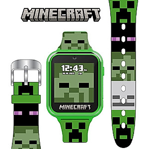 Minecraft Kids Smartwatch - Interactive LED Screen Watch with 10 Custom Watch Faces, Games, Camera, Alarm, Step Tracker & More - Fun Tech Gift for Boys and Girls - Fits Wrists 5.5'' to 8.0"