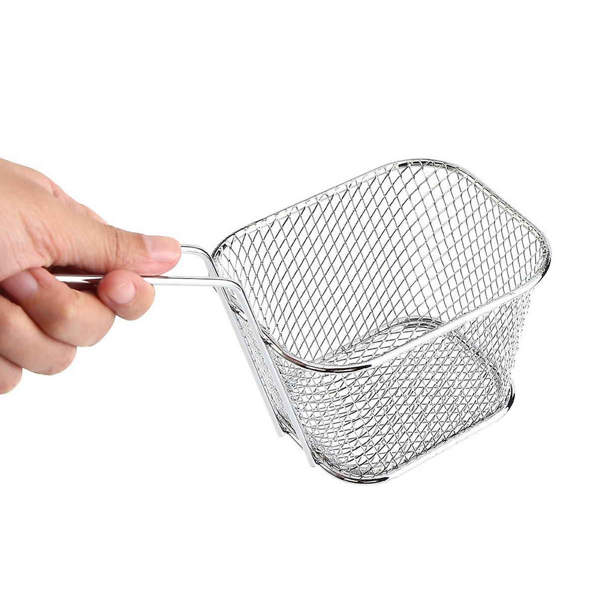 8Pcs Fry Basket, Mini Stainless Steel Chips Deep Fry Baskets with Handle French Fries Cooking Tool Food Presentation Strainer for Cooking, Boiling, or Deep Frying Foods (4.1 * 3.3 * 2.6inch)
