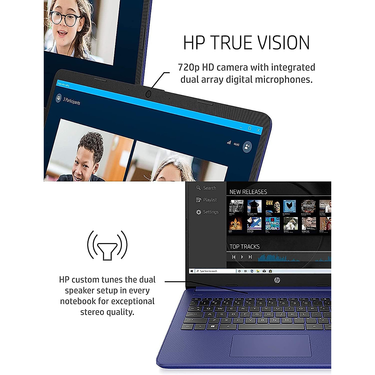 HP 14" HD Laptop Light-Weight, 16GB RAM, 1TB SSD + 64GB eMMC, AMD Dual Core 3000 Series Processor, WiFi, Bluetooth, USB A&C, HDMI, Webcam, Win10, Blue 1 Year Microsoft Office 365 + Mousepad