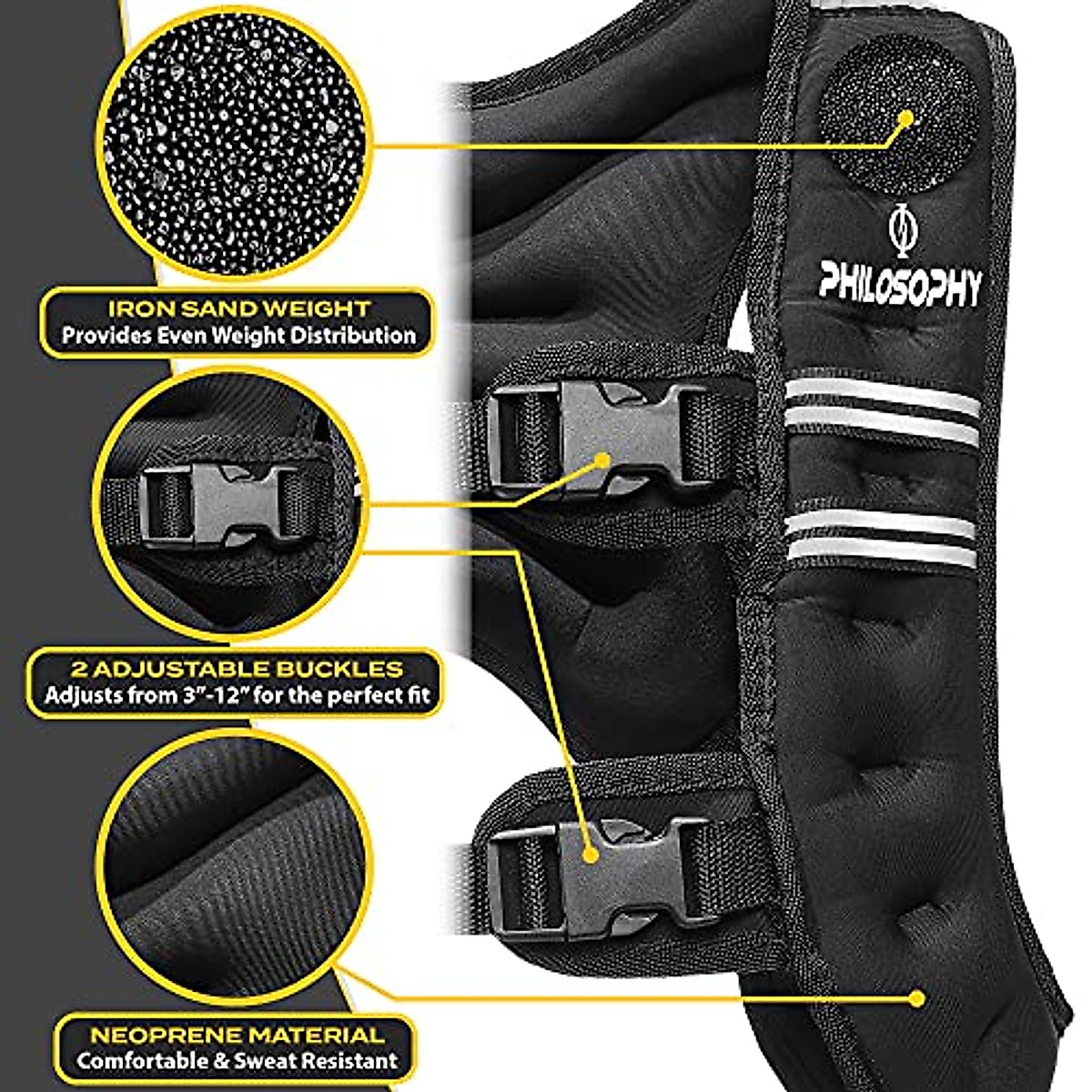 Philosophy Gym Weighted Workout Vest 8 LB, Strength Training Fitness Body Weight Vest