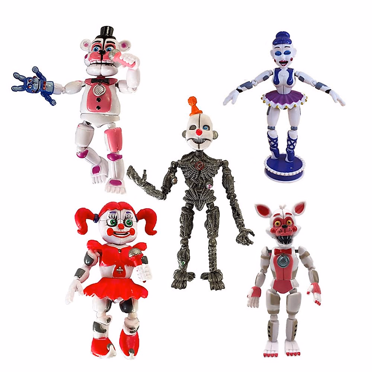 LUNK 5 Pcs Action Figures Toys Dolls Five Night Game Articulated Movable Action Figures Toys Dolls Collectible Figure Xmas Gifts Cake Toppers 5.5 inch