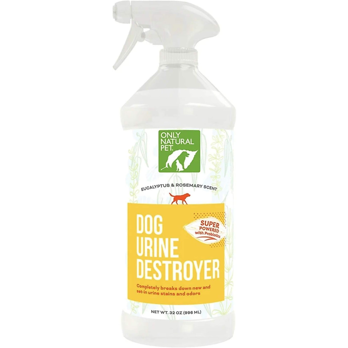 Only Natural Pet Enzyme Powered Stain & Odor Eliminator - Professional Pet Urine Pee Cleaner Deodorizer for Dogs - Hardwood Floors Carpets Upholstery - Eucalyptus & Rosemary Scent - 32Floz - 2 Pack