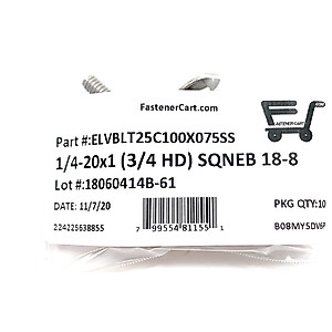 (10) 1/4-20x1 Stainless Steel Elevator Bolt Square Neck (3/4 Diameter Head) 18-8