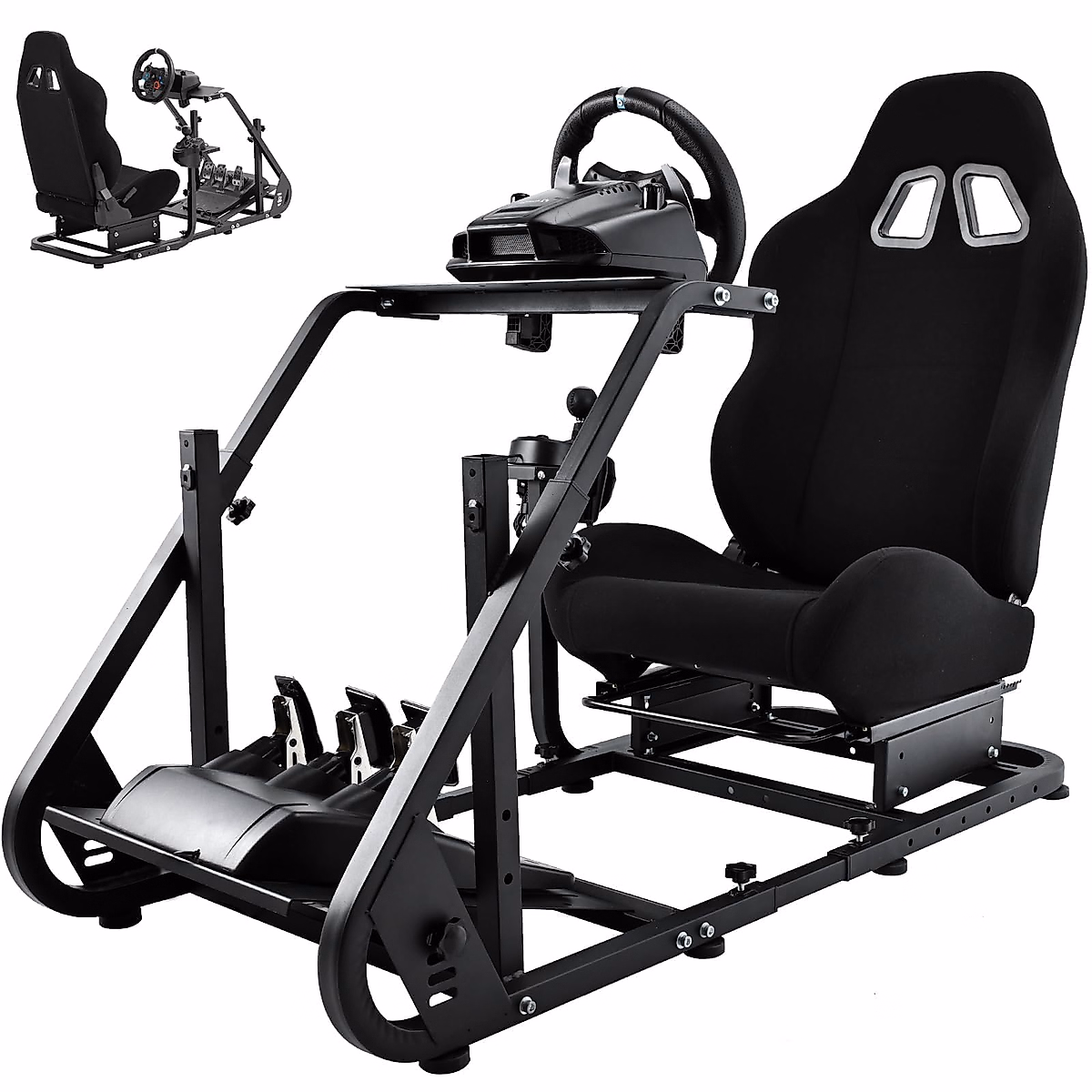 Dardoo G29 Racing Simulator Cockpit with Seat Fit for Logitech/Thrustmaster/Fanatec G25 G27 G923 T150,Steering Wheel Cockpit,Not Include Wheel, Pedal and Shifter