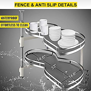 VEVOR Swing Right Blind Corner Cabinet Pull Out for 36 inch Cabinet, 2 Tier Swing Tray Blind Kitchen Cabinet, Soft Close Cloud Blind Organizer for Left Handed Open Blind Corner Cabinet