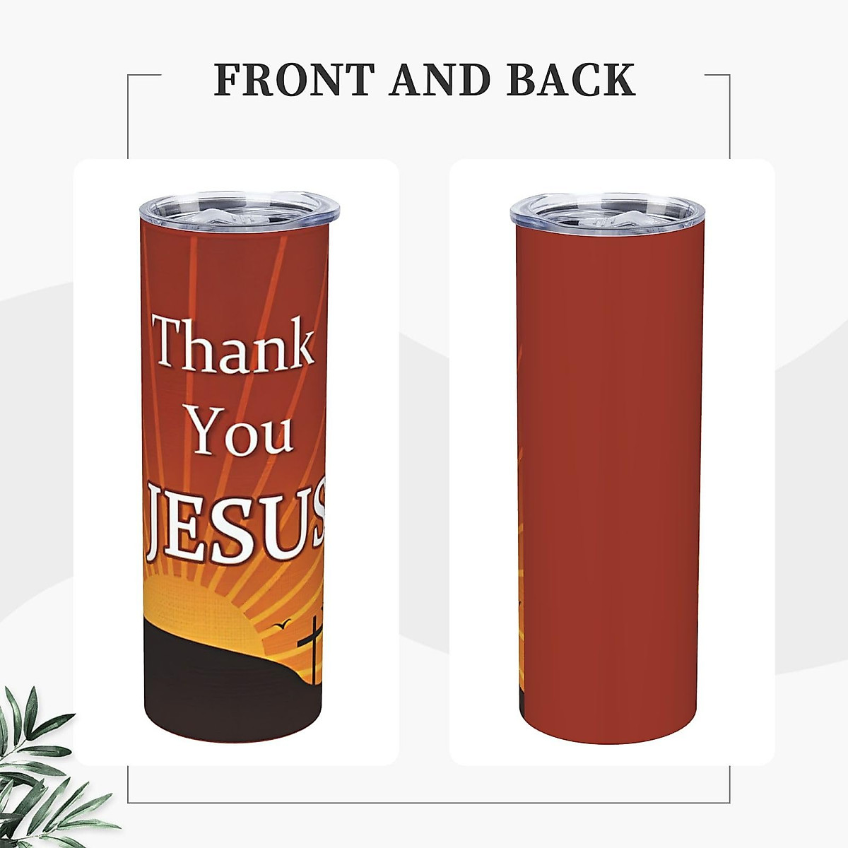 Stainless Steel Skinny Tumbler Thank You Jesus Travel Cup 20 Oz Double Wall Slim Insulated Coffee Mug With Splash Proof Lid & Straw & Cleaning Brush For Home Office