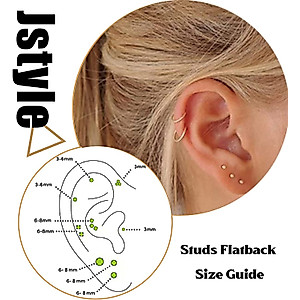 Jstyle 18 Pairs 20G Stainless Steel Tiny Stud Earrings For Womens Hoops Earrings Set Tragus Cartilage Piercing Jewelry