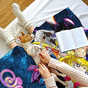 DRINCE Anime Blanket Cartoon Flannel Throw Blankets for Sofa All Season Super Cozy Plush Blanket for Kids Adults Gift 50''X40''