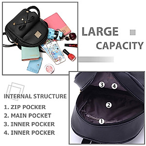 K.E.J. Mini Backpack for Women Bowknot Leather Backpack 3-PCS Cute Small Backpack Purse for Ladies