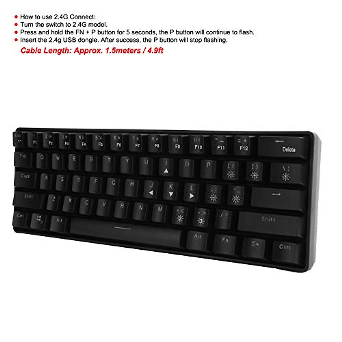 Gaming Keyboard, 9 Single Color Backlight Modes Mechanical Gaming Keyboard Ergonomic Design with 1850Mah Rechargeable Battery for Pc Gamer for Computer Laptop