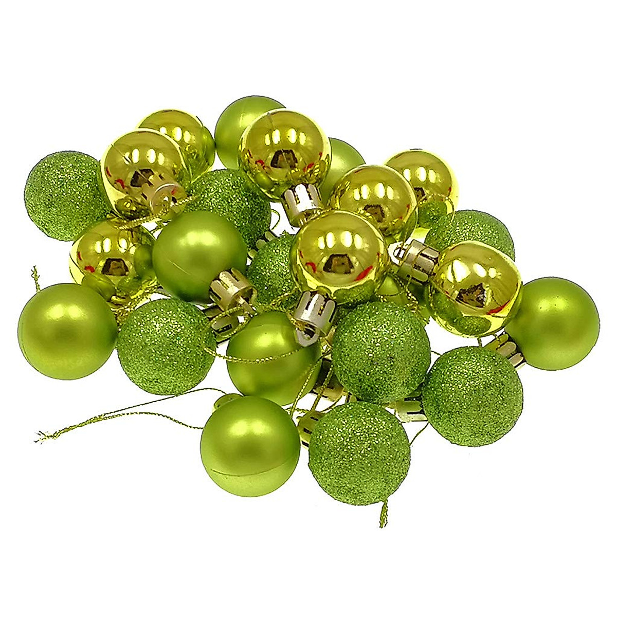 ALIMITOPIA 24pcs Christmas Ball Baubles 1.2 inches Shatterproof Plastic Hanging Balls Pendant for Xmas Tree Decoration (Tiny Size;Lime Green)