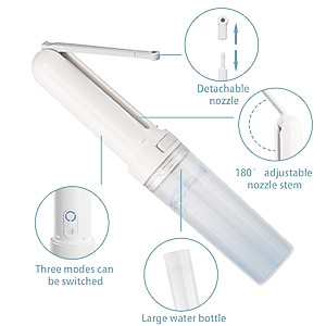 Portable Bidet for Travel, High Pressure USB Rechargeable Handheld Bidet with 3 Spray Modes, Electric Water Sprayer Toilet for Men and Women, Personal Hygiene and Postpartum Care 180ML White