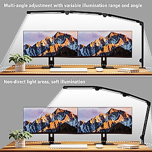 LED Desk Lamp with Clip,Flexible 4 Section 3 Light Source Office Desk Lamp,4 Color Temperatures and 5 Brightness Level Desk Light,Night Eye Protection Task Table Lamp for Home Office Studio Study Nail