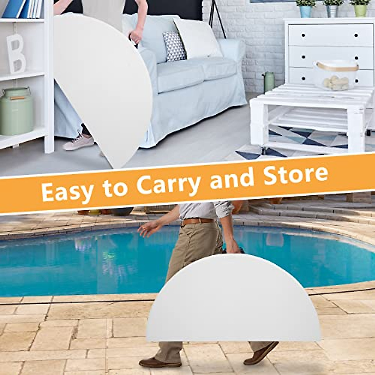 VINGLI 48" Round Bi-Folding Commercial Table, 4 Feet Portable Plastic Dining Card Table for Kitchen or Outdoor Party Wedding Event, 1-Pack