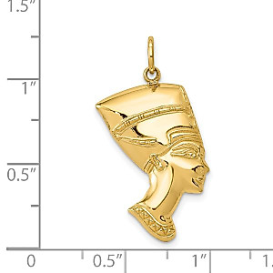 IceCarats 14K Yellow Gold Queen Nefertiti Necklace Egyptian Goddess Pendant African Charm 31mm x 16mm Only